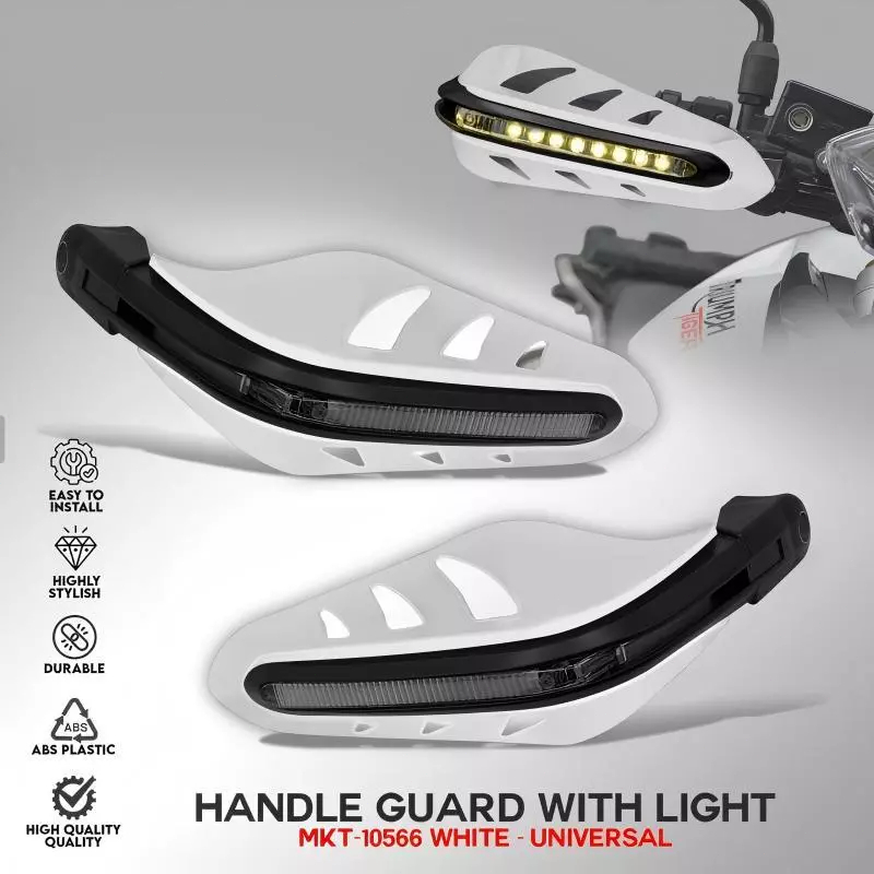 Handle Guard with LED Light Motorcycle Handlebar Hand Protector 2pcs ...