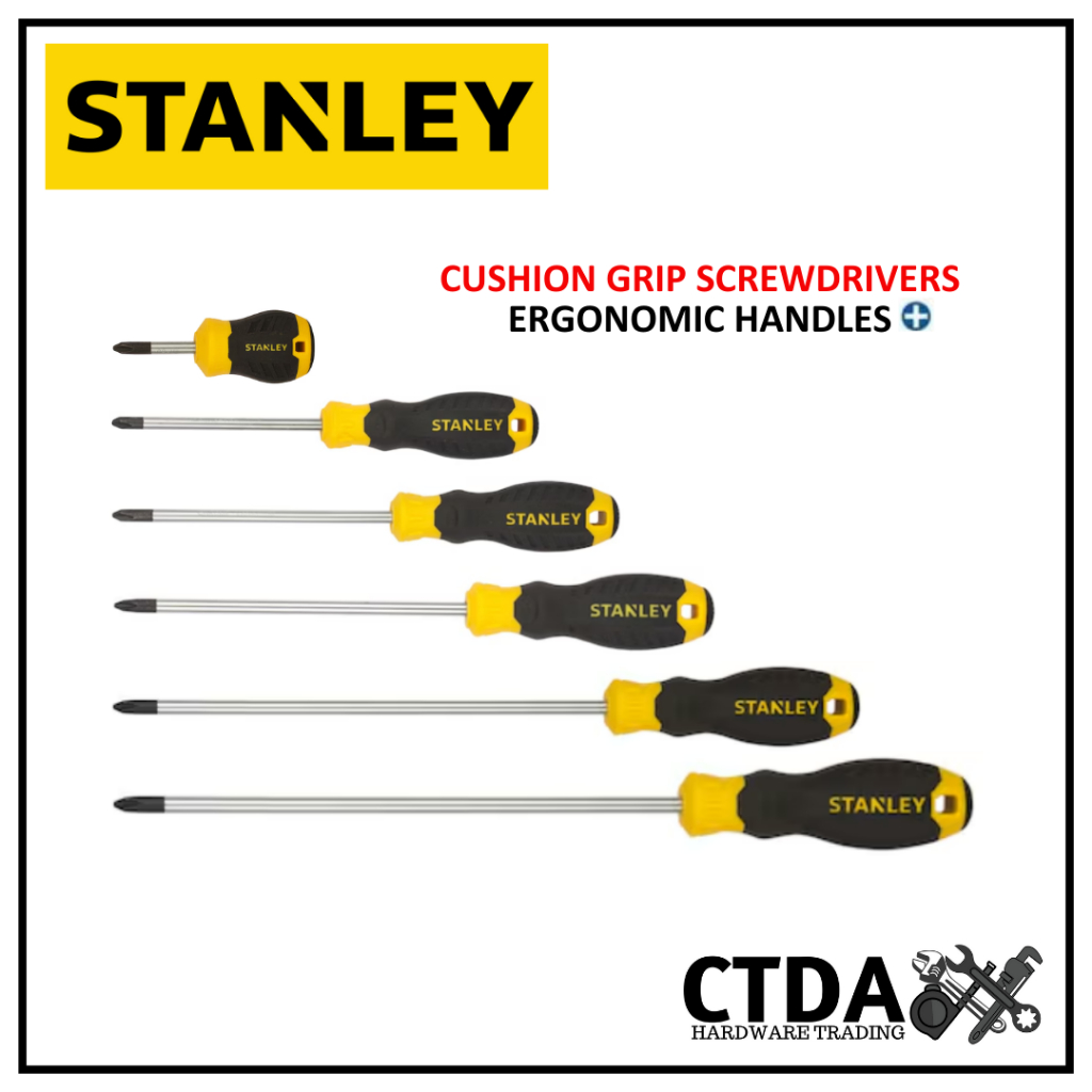 STANLEY CUSHION GRIP ERGONOMIC HANDLES SCREWDRIVERS PHILIPS TIP ...