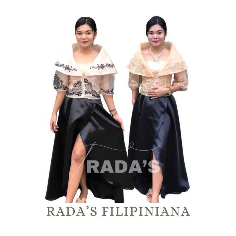 Maria Clara Alampay Filipiniana with Black Wrap Around Skirt | Shopee ...