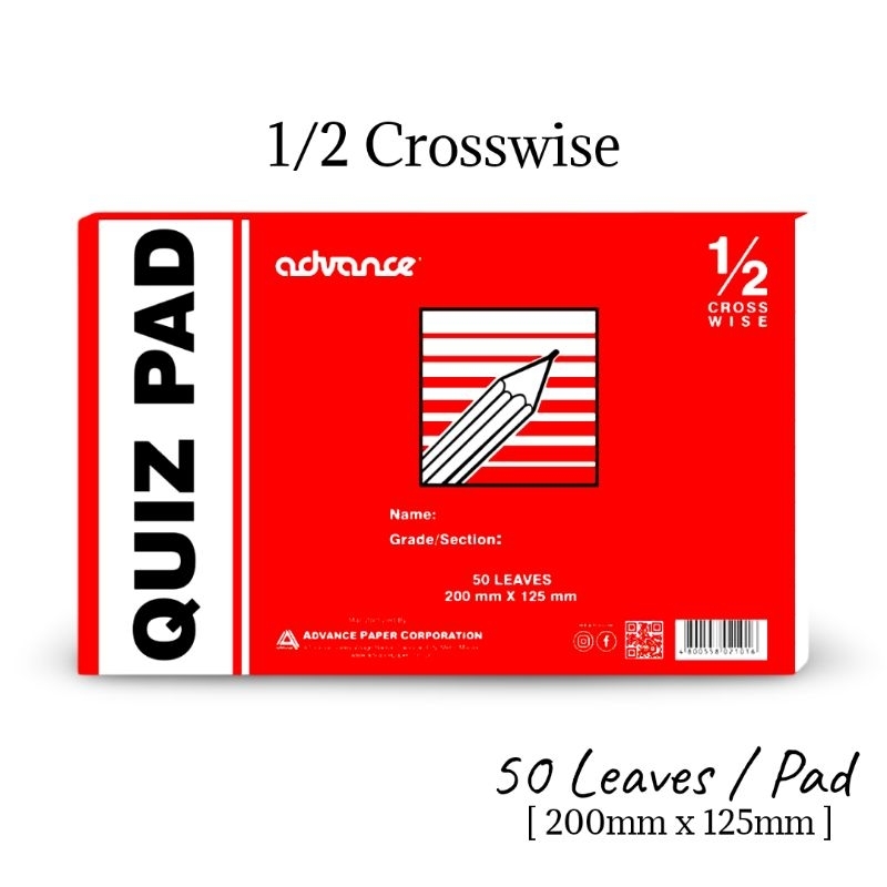 [ 1/2 Crosswise ] 5pads Quiz Pad Writing Advance Paper for High School ...