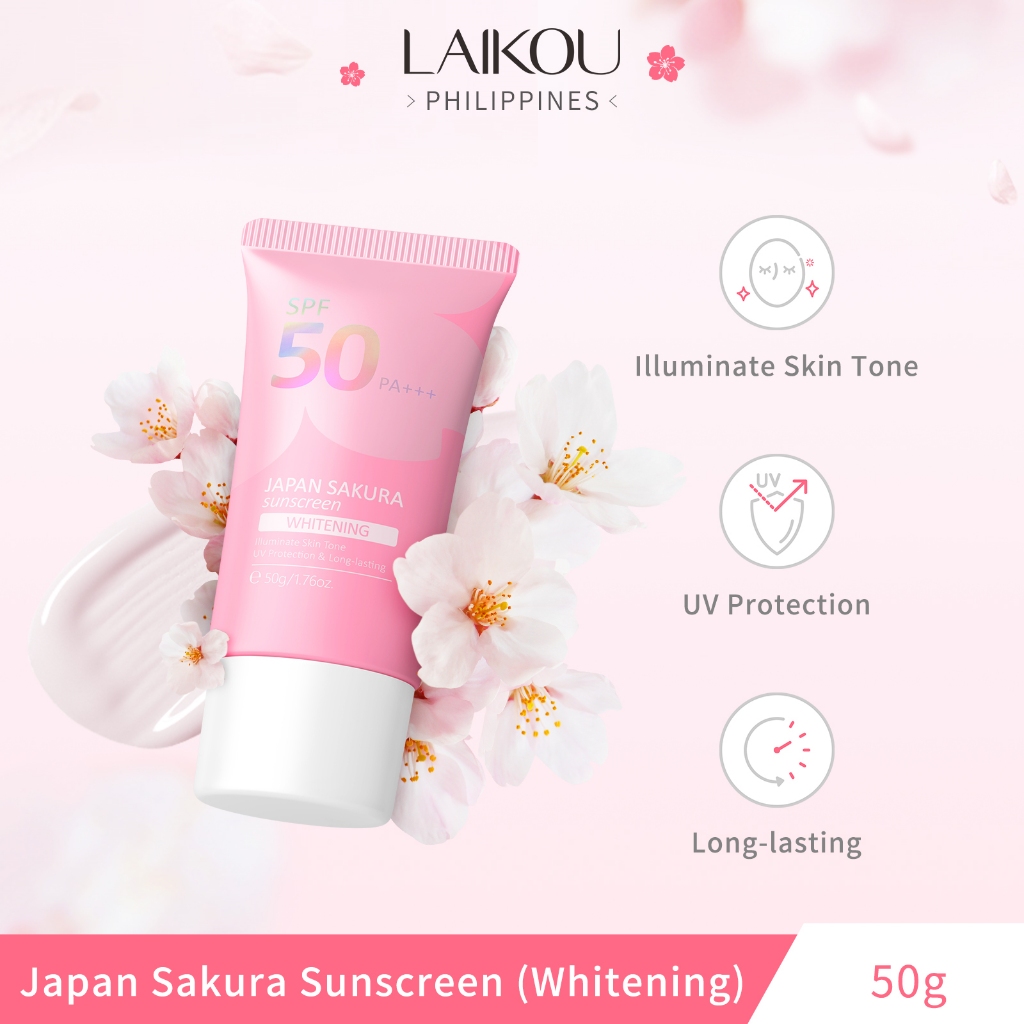 LAIKOU Japan Sakura Face Sunscreen SPF50 Sunblock UV Ray Sun Protection Suncream PA+++ 50g ...
