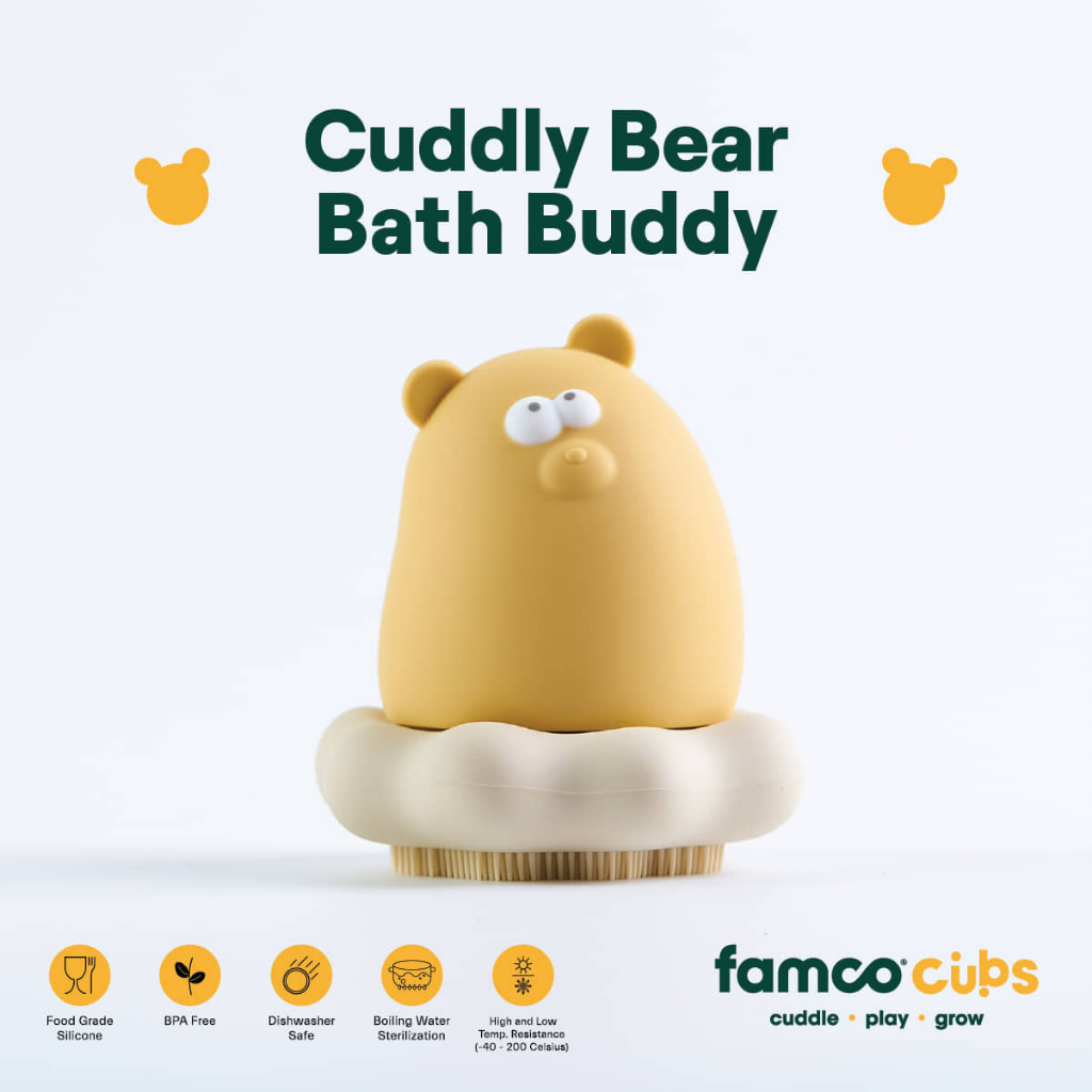 Famco Cubs Cuddly Bear Bubble Bath Buddy Grip Toy - Safe and Fun Bath ...
