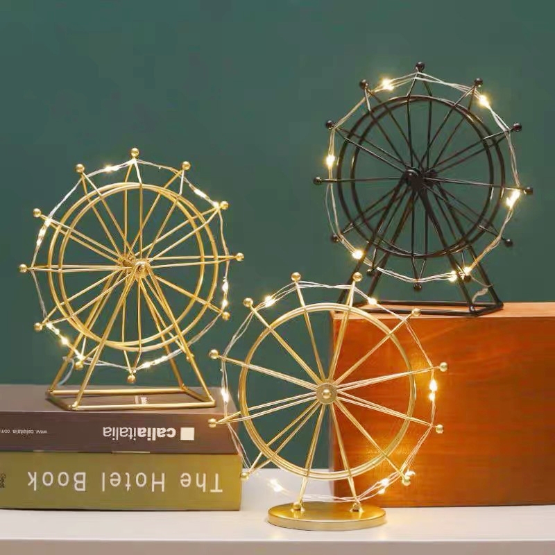Metal Decor Rotating Ferris Wheel Office Desk Living Room Ornament Art ...