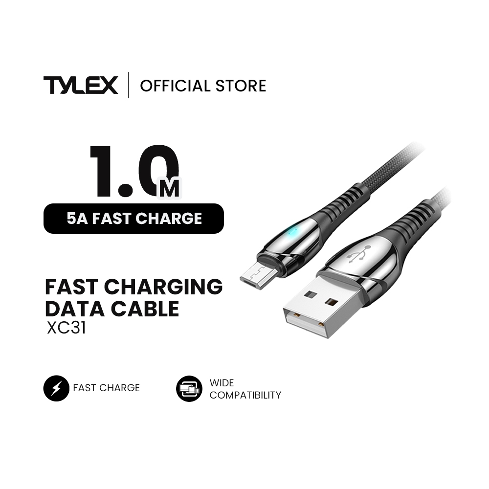 Tylex XC28 Micro USB Cable 5A Fast Charging Data Cable Smart Power Cut ...
