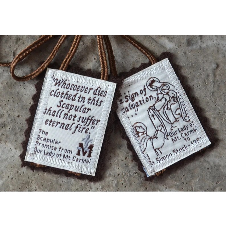 Traditional Brown Scapular of Our Lady of Carmel (100% Brown Wool ...