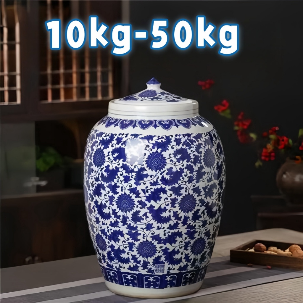 rice dispenser 50kg ceramic jar with cover rice storage container 10kg ...