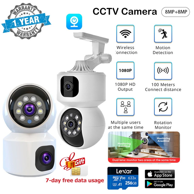 V380 Pro Dual lens CCTV Camera No Wifi Needed Auto Tracking Two-Way ...