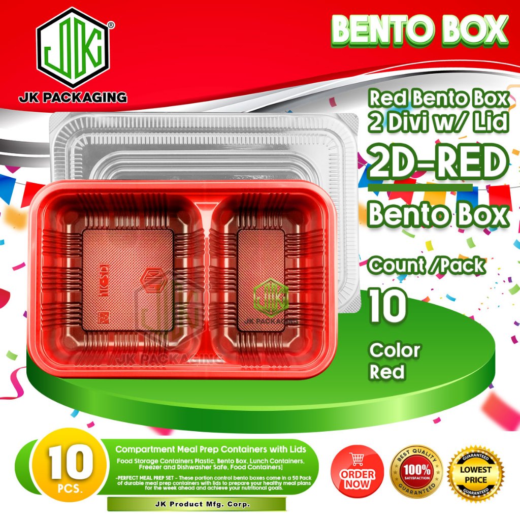 Red Bento Box [ 10 PCS.] ( Division w/ Lid ) 2D-RED 3D-RED 4D-RED 5D ...