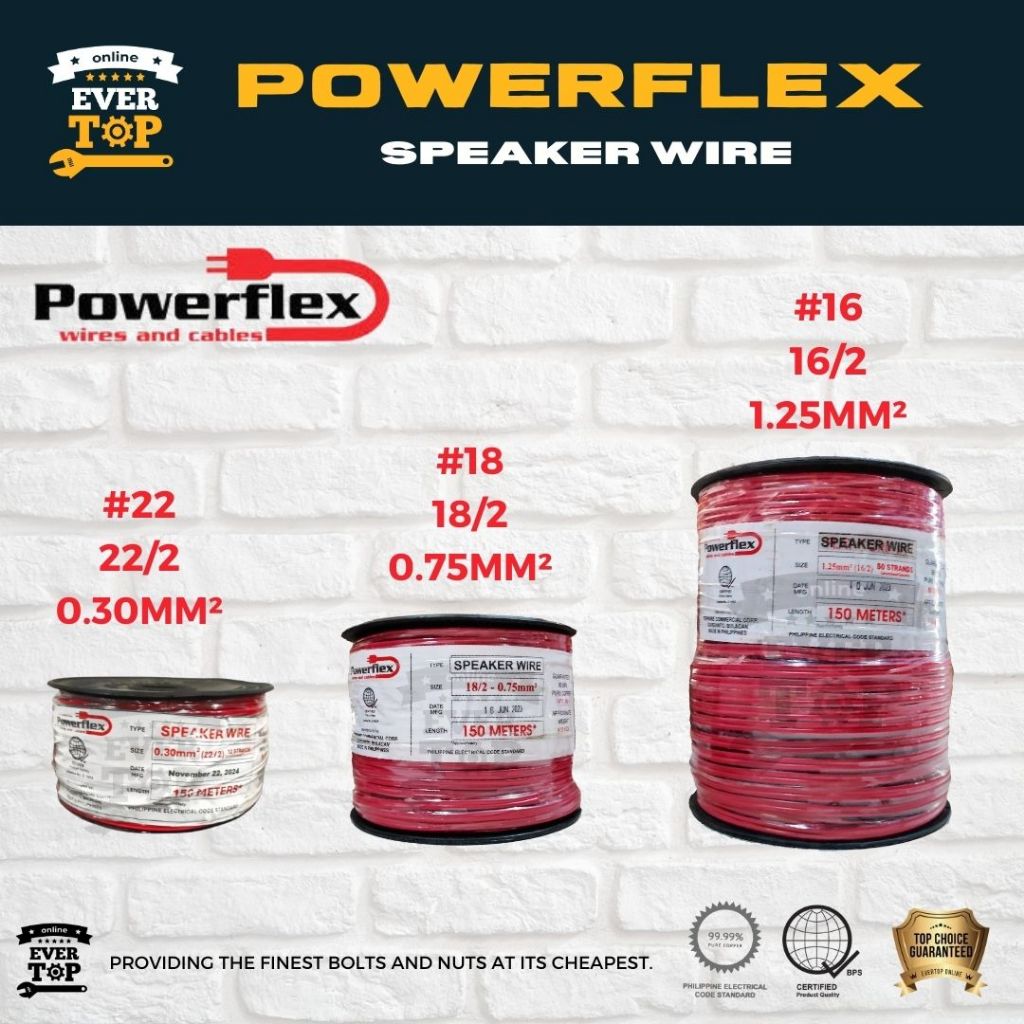 Speaker Wire Powerflex #22, #18, #16 150meters Guaranteed 99.99% Pure ...