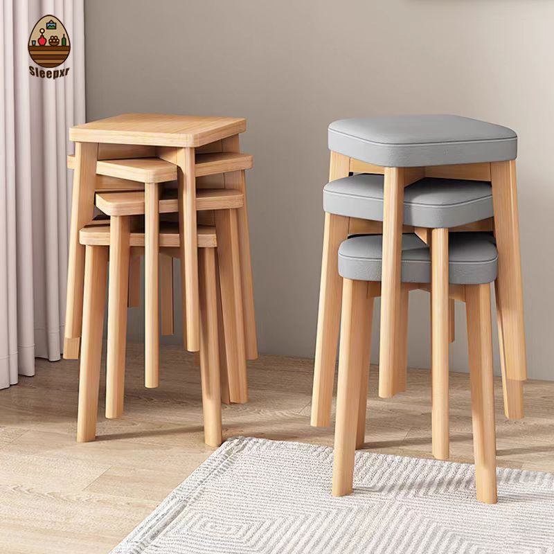 30/45cm Nordic Style Stool Stackable Dining Chair Wooden Dressing Stool ...