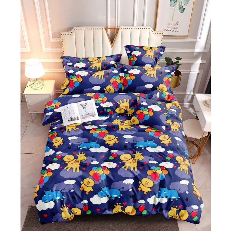 Wonderbella Balloon Safari 3 in 1 BedSheet Set100% Canadian Cotton (1 bedsheet with 2 pillow ...