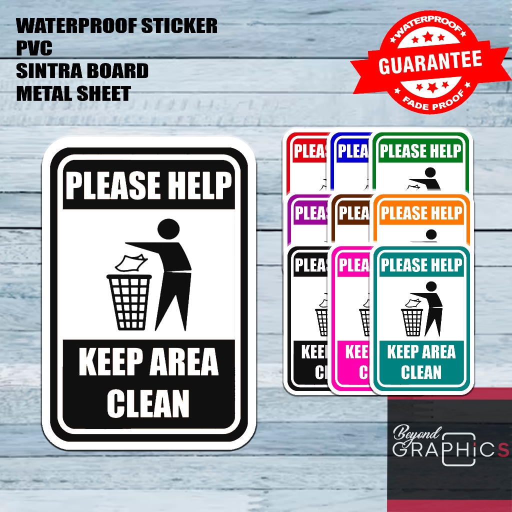 BG Keep Area Clean Sign PVC Sticker Metal Sheet Waterproof | Shopee ...