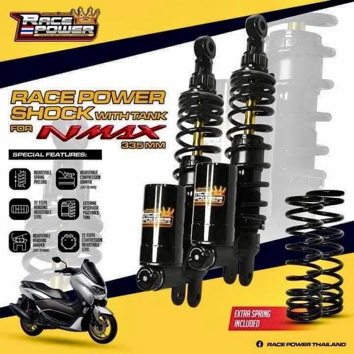 RACE POWER R TECH 335mm DUAL SHOCK w/ TANK for YAMAHA XMAX/NMAX v1 ...