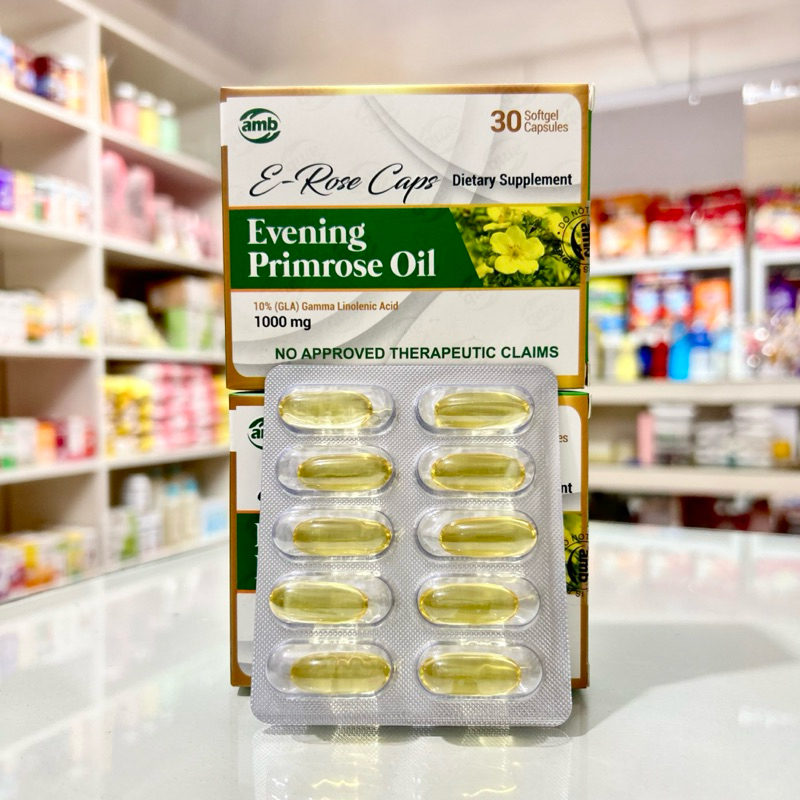 E-Rose Caps Evening Primrose Oil 1000mg 10 Softgel Capsules | Shopee ...