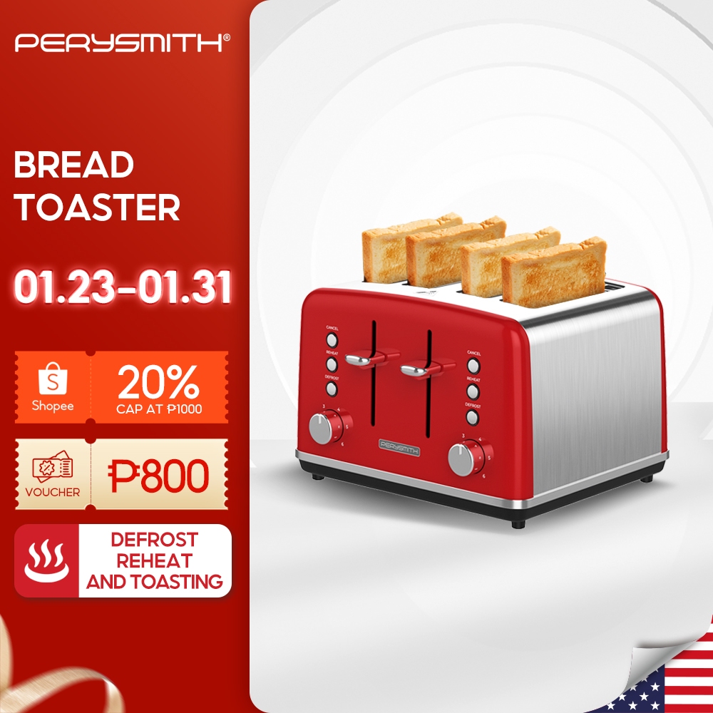 PerySmith SN2000 Pop Up Bread Toaster 4 Slice Signature Series | Shopee ...