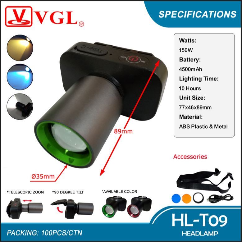 VGL ZOOMABLE RECHARGEABLE TELESCOPIC HEADLAMP ( HL-T09 ) | Shopee Philippines