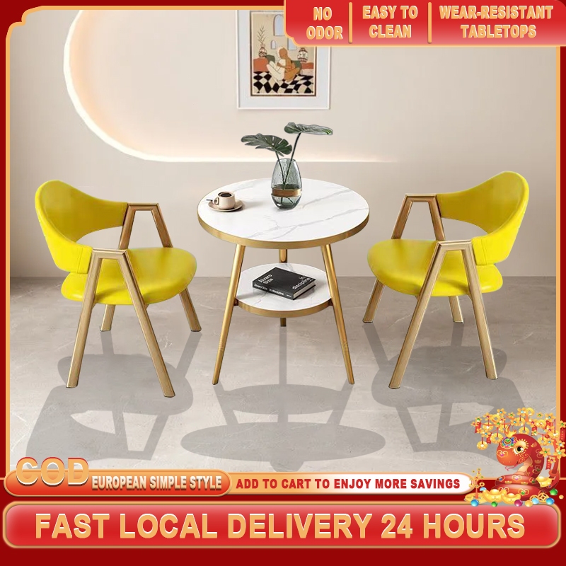Gold three-legged European table chair combination business negotiation ...
