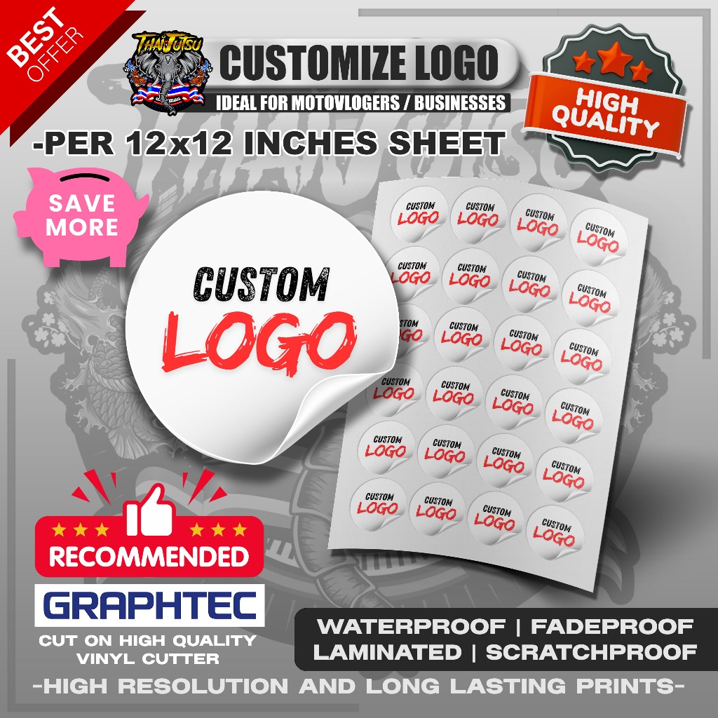 Customized Logo Stickers for Motovloggers PER SHEET | Laminated | Water ...