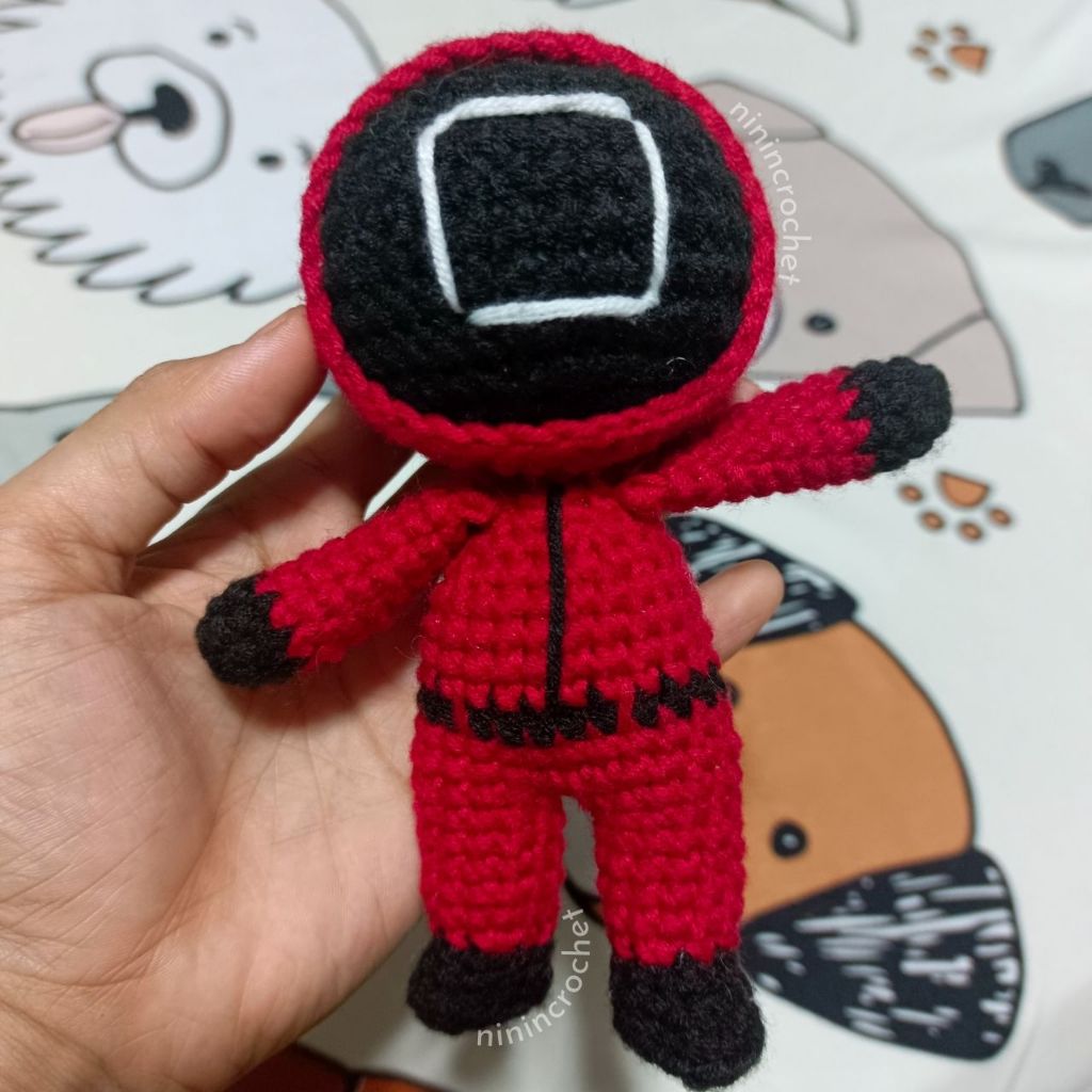 Handmade Crochet Squid Game Guard Keychain | Squid Game Guard Keychain ...