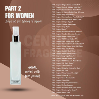 (PART 2) 60ml Premium Oil based Inspired Perfume for WOMEN by CENTRAL ...