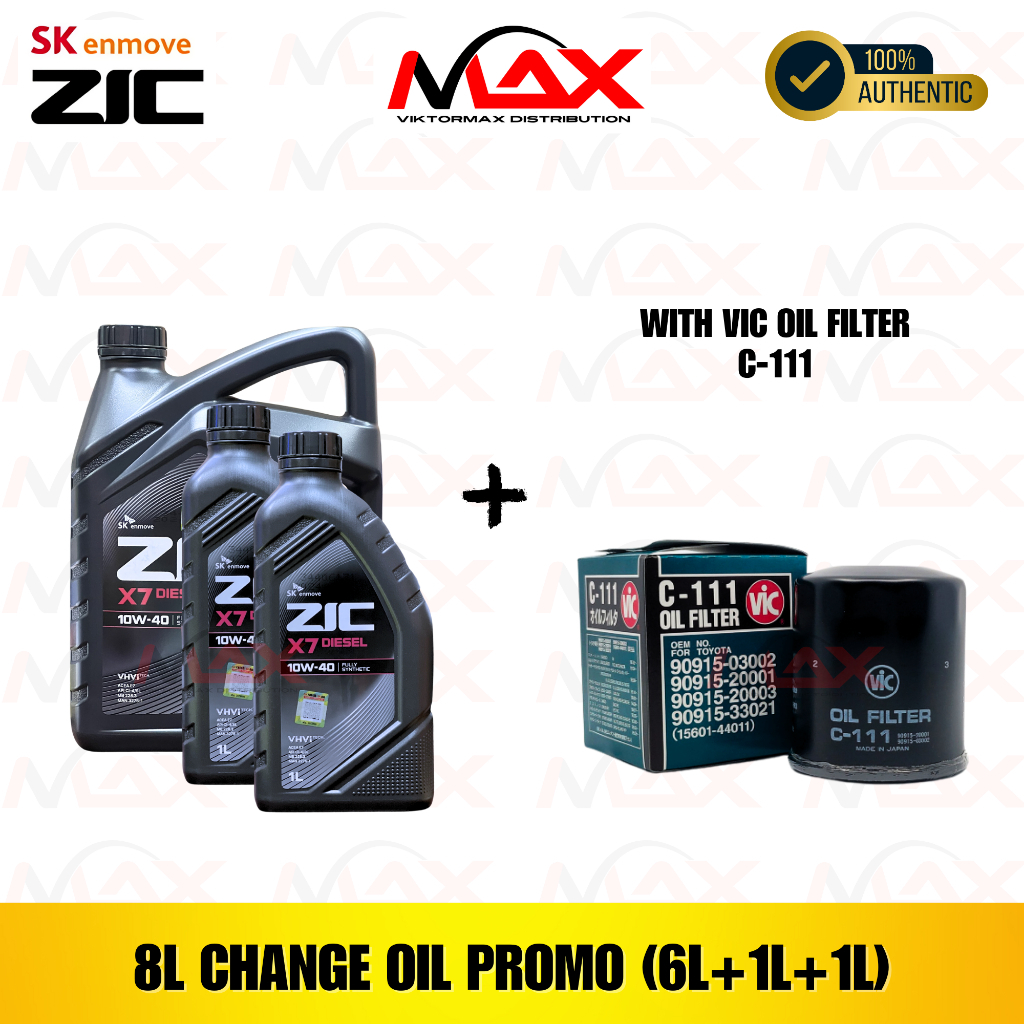 SK-ZIC 8 Liters X7 10W-40 DSL with C-111 Vic Oil Filter Fully Synthetic ...