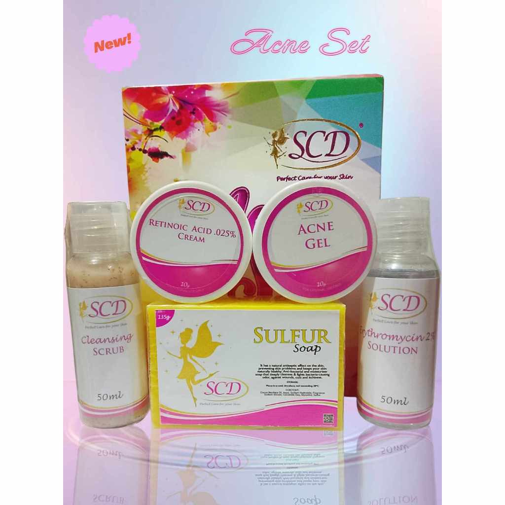 SCD Acne Set(Sulfur Soap,Cleansing Scrub,Erythromycin Solution,Acne Gel ...
