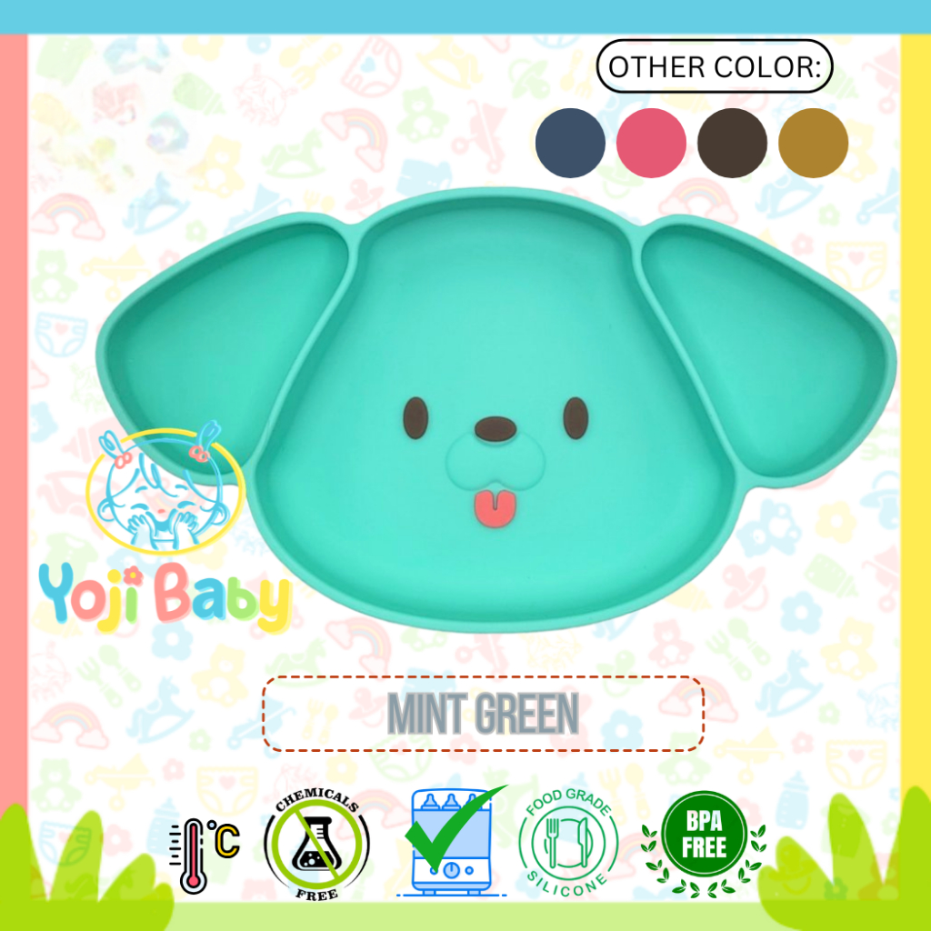 Yoji Baby 1-Piece Dog Silicone Divided Plate Suction Plate Portion ...