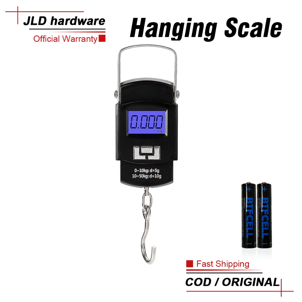 JLD Digital Hanging Scale 50kg LCD Display Fishing Scale Luggage ...