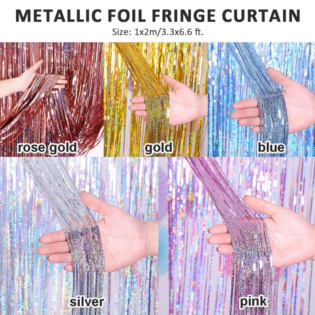1*2M Metallic Laser Foil rain silk curtain party decorations backdrop ...