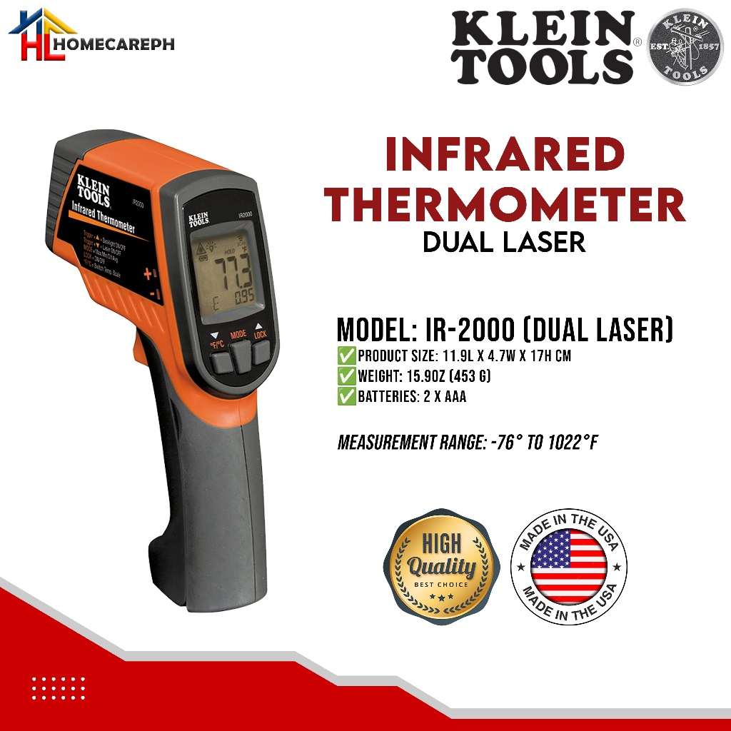Klein Tools Infrared Thermometer Dual Laser IR-2000 | Shopee Philippines