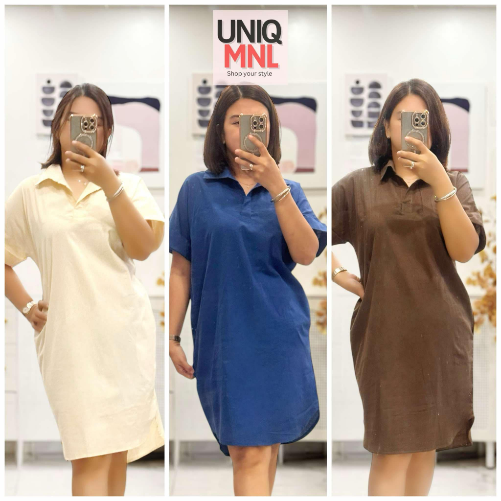 UNIQ.MNL Aubrey Cotton Linen Polo Dress - Lightweight Relaxed Fit ...