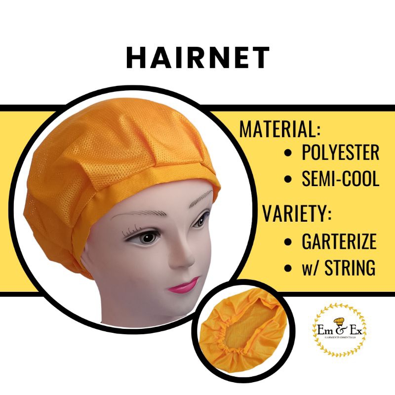 Adjustable Hairnet/Headcap YELLOW GOLD Color Garterized and w/ String ...