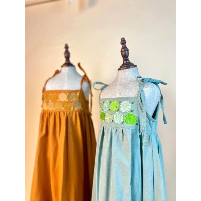 Little Vella Floral Embroidered Tie Strap Maxi Dress ( 3 - 12 Years Old ...