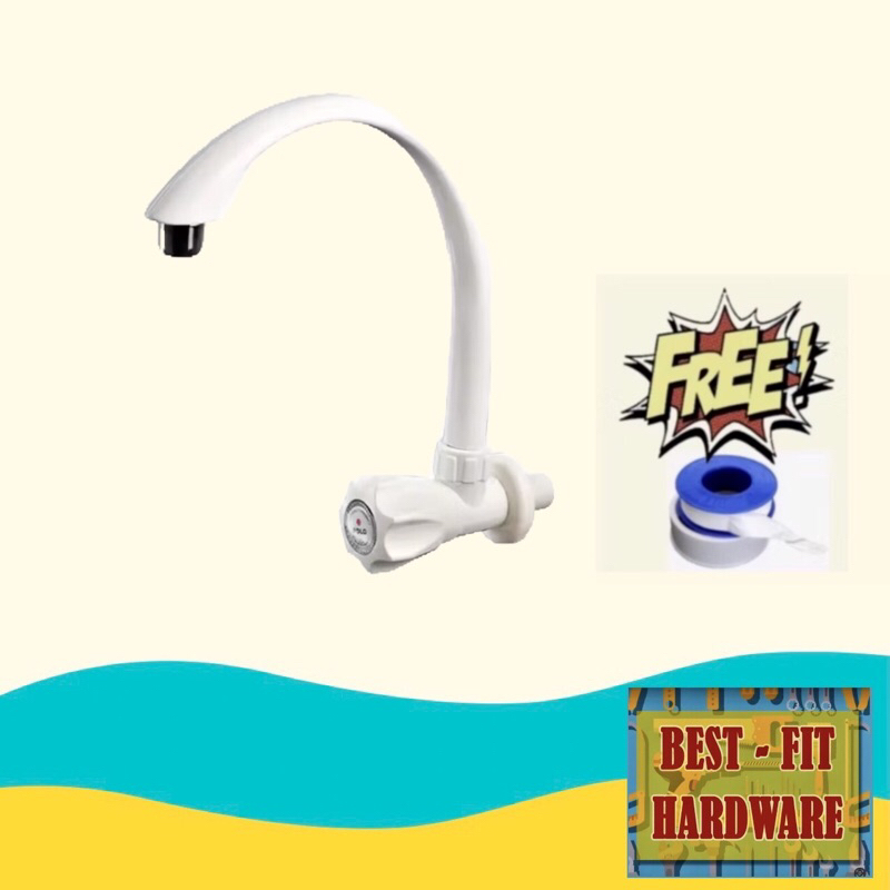 PVC GOOSENECK / GOOSE NECK FAUCET WALL TYPE with TEFLON FREE | Shopee ...