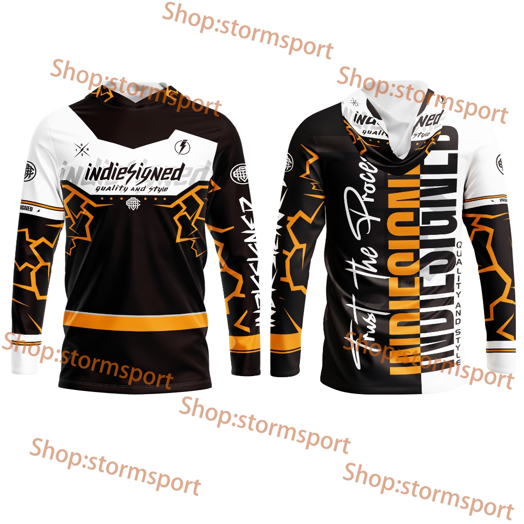 Long Sleeve Warmer Jersey with Hoodie for men Motorcycle T-shirt Hood Full Sublimation | Shopee ...