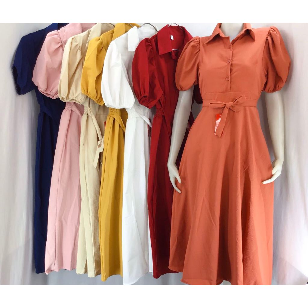 COD Dress For Woman Casual Long Dress Short Sleeve Plain Maxi Dress ...