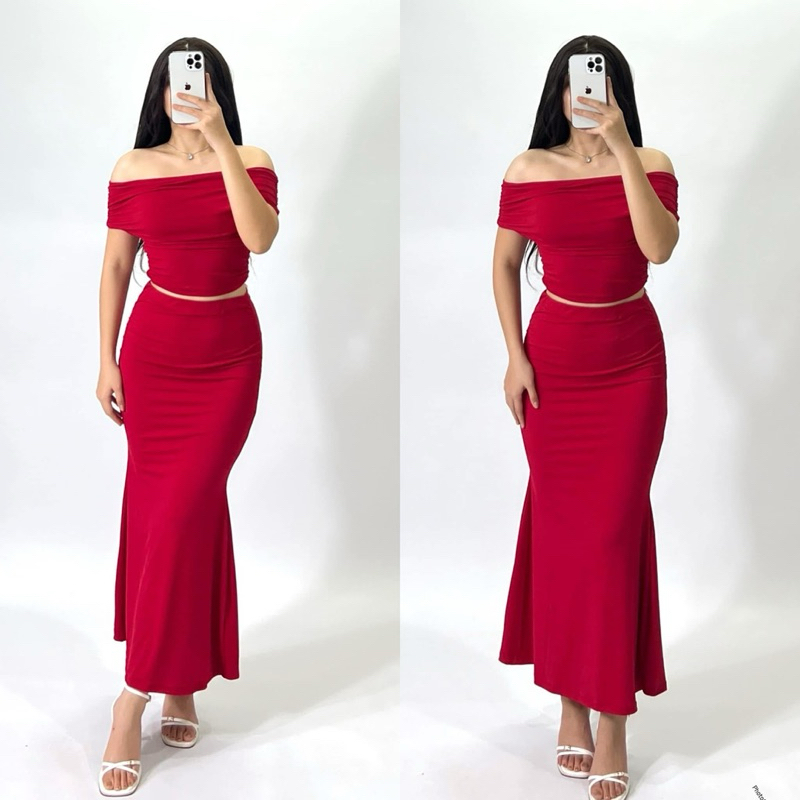 Stylelaland•[SET]Connie Off Shoulder Top & Mermaid Maxi Skirt Terno ...