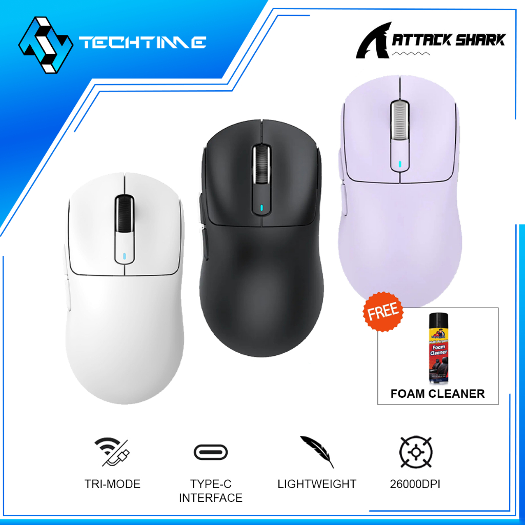 Attack Shark X3 Wireless Gaming Mouse Tri-Mode Lightweight PAW-3395 ...