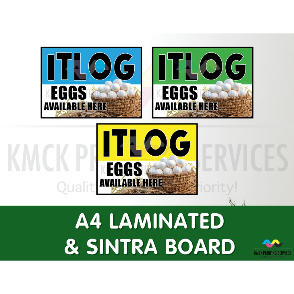 Itlog Available Here Signages Laminated | Sintra Board | Shopee Philippines
