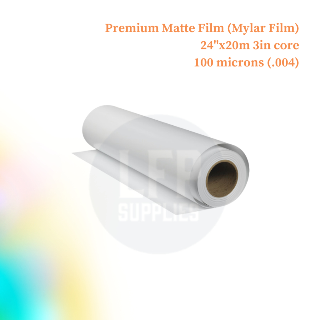 Premium Matte Film (Mylar Film) 30"x20 meters / 2in core - 100 microns ...