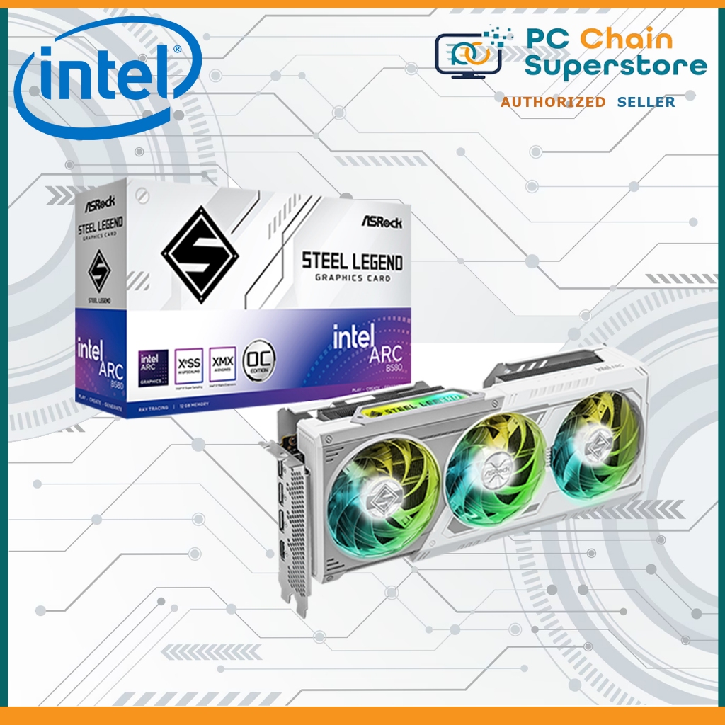 Asrock Intel Arc B580 Steel Legend 12GB OC Graphics Card - White / 3 ...