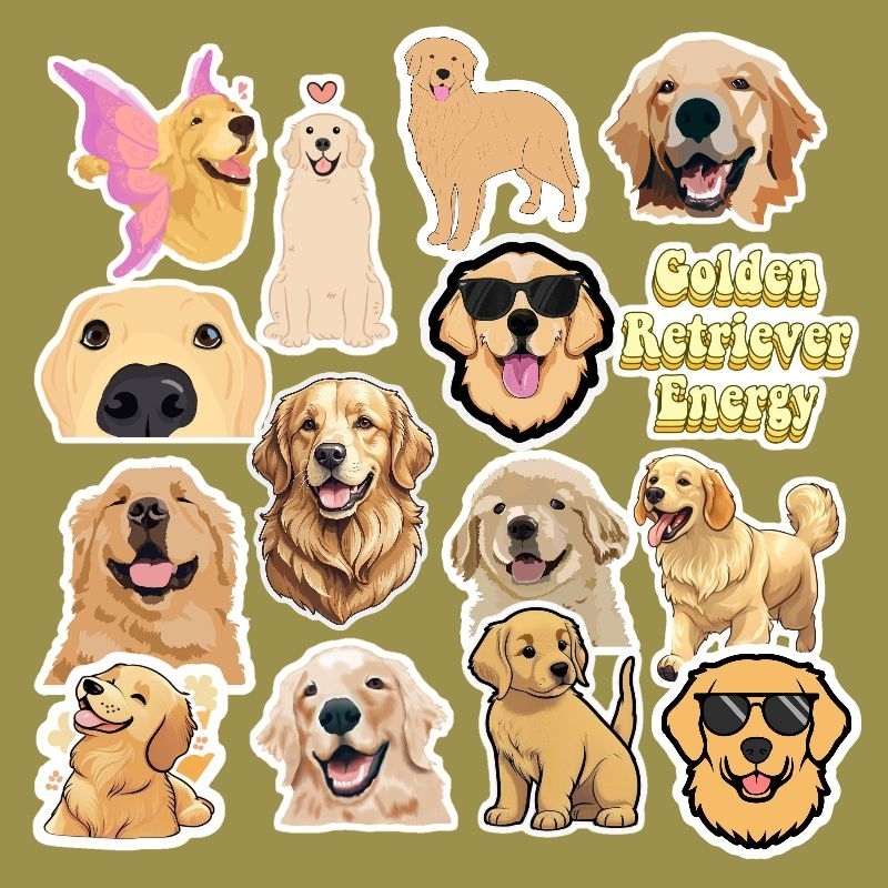 Golden Retriever Dog Stickers | Vinyl Matte Laminated Waterproof and ...