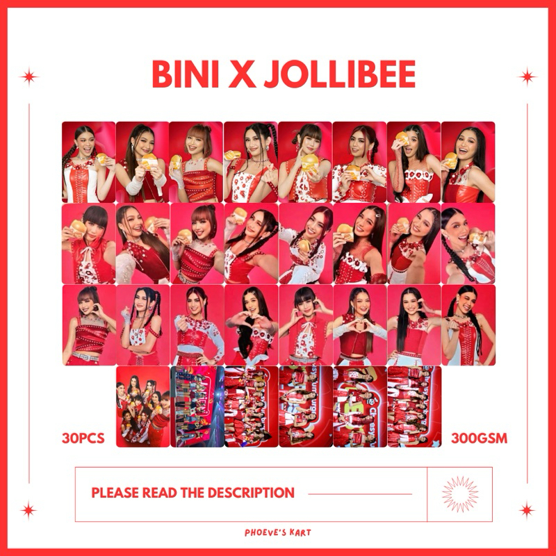 (30PCS) BINI X JOLLIBEE UNOFFICIAL JOLLIBINI LOMOCARD | Shopee Philippines