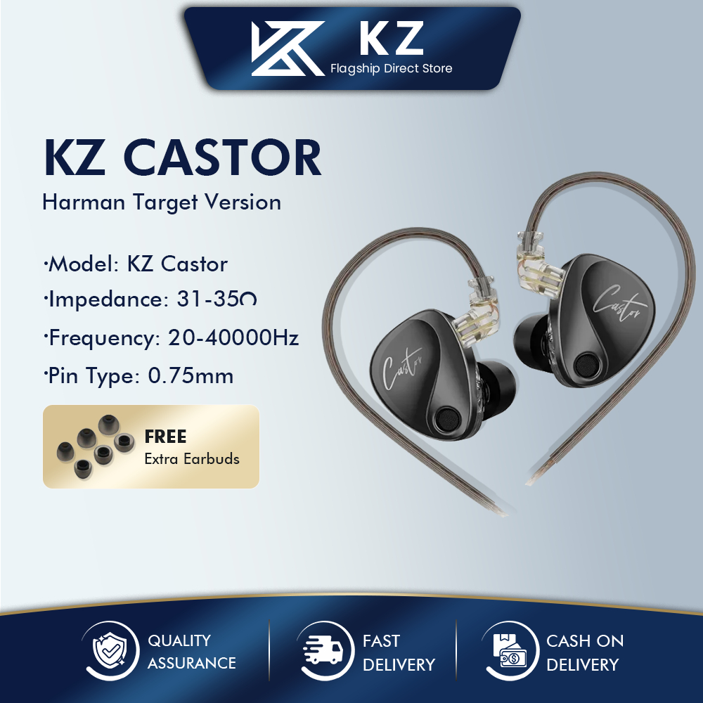 KZ Castor In-Ear Headphones Dual Dynamic 2DD 10mm+8mm Hi Fi Headset ...