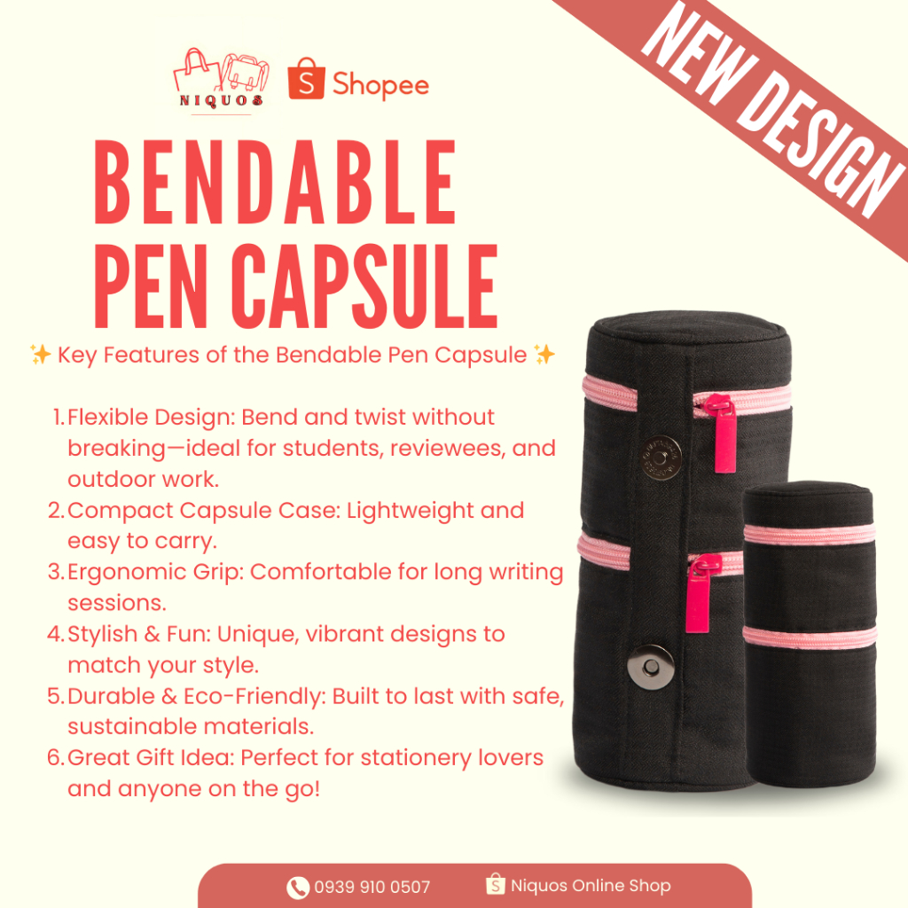 Pen Capsule Bendable Black & Light Pink Highlighter Holder Organizer On ...