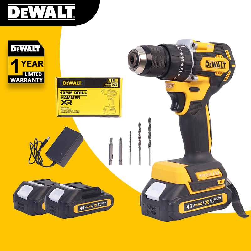 DeWalt 48V Cordless Drill Brushless Impact Drill 2 Batteries | Shopee ...