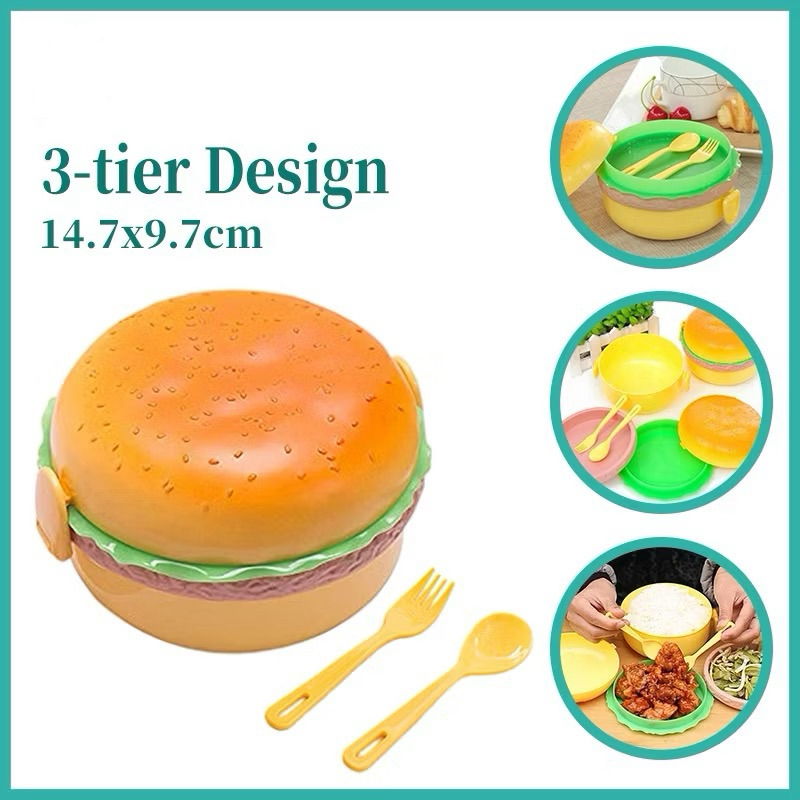 Hamburger Lunch Box Kid Bento Box Food Container Creative Burger Lunch ...