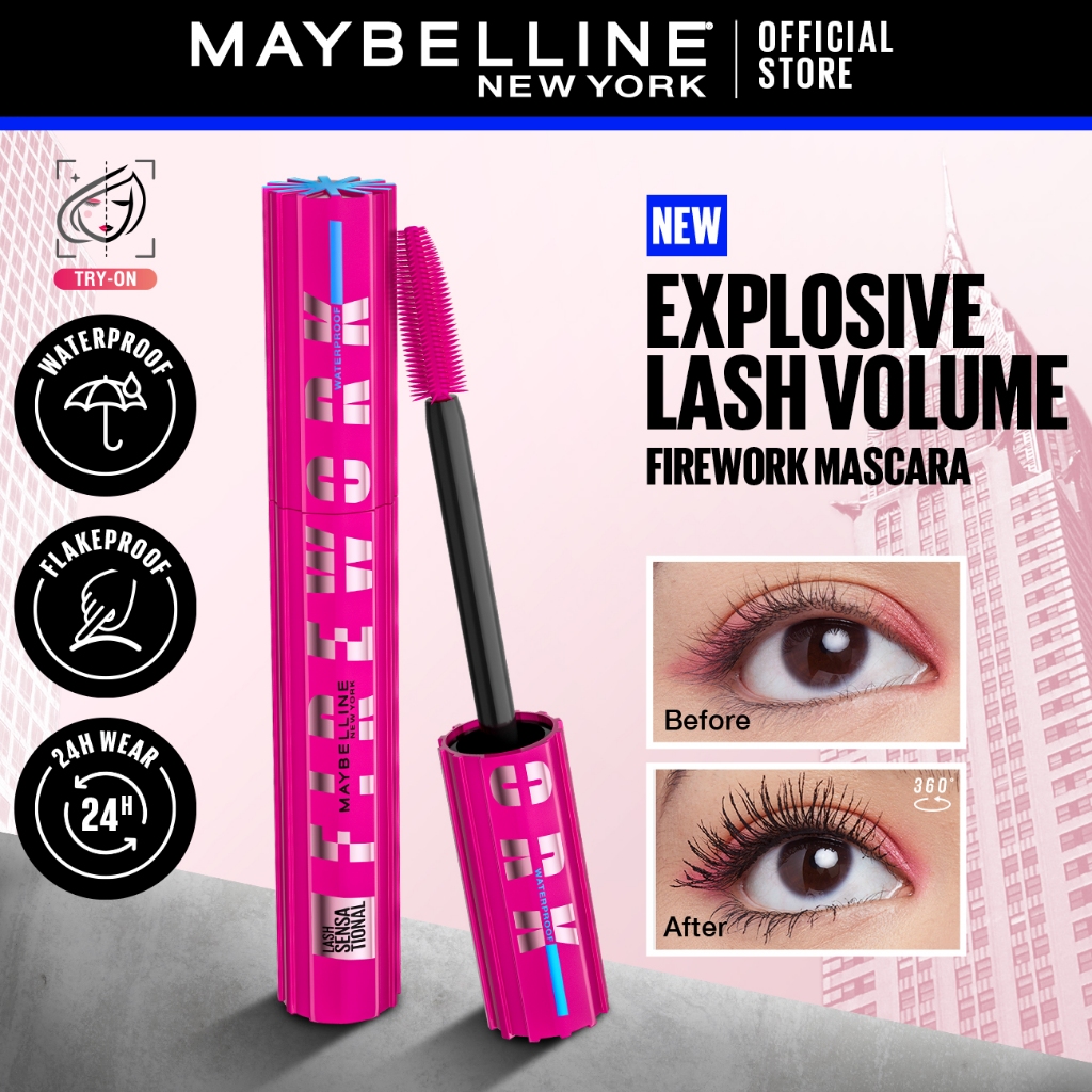 Maybelline Firework Mascara 24H Long-Lasting, Explosive Lash Volume ...