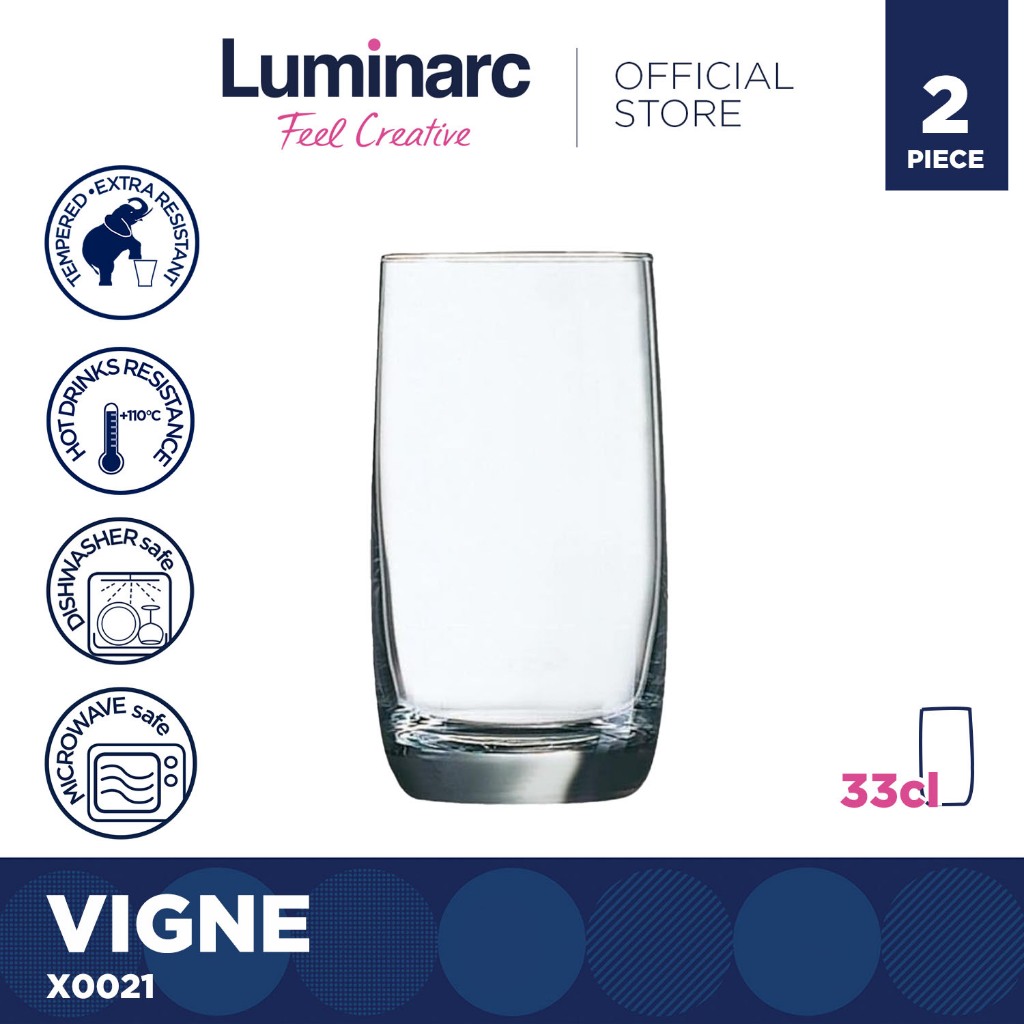 Luminarc X0021 2pc Vigne FH35 Tumbler Water Juice Beer Glass Tumbler ...