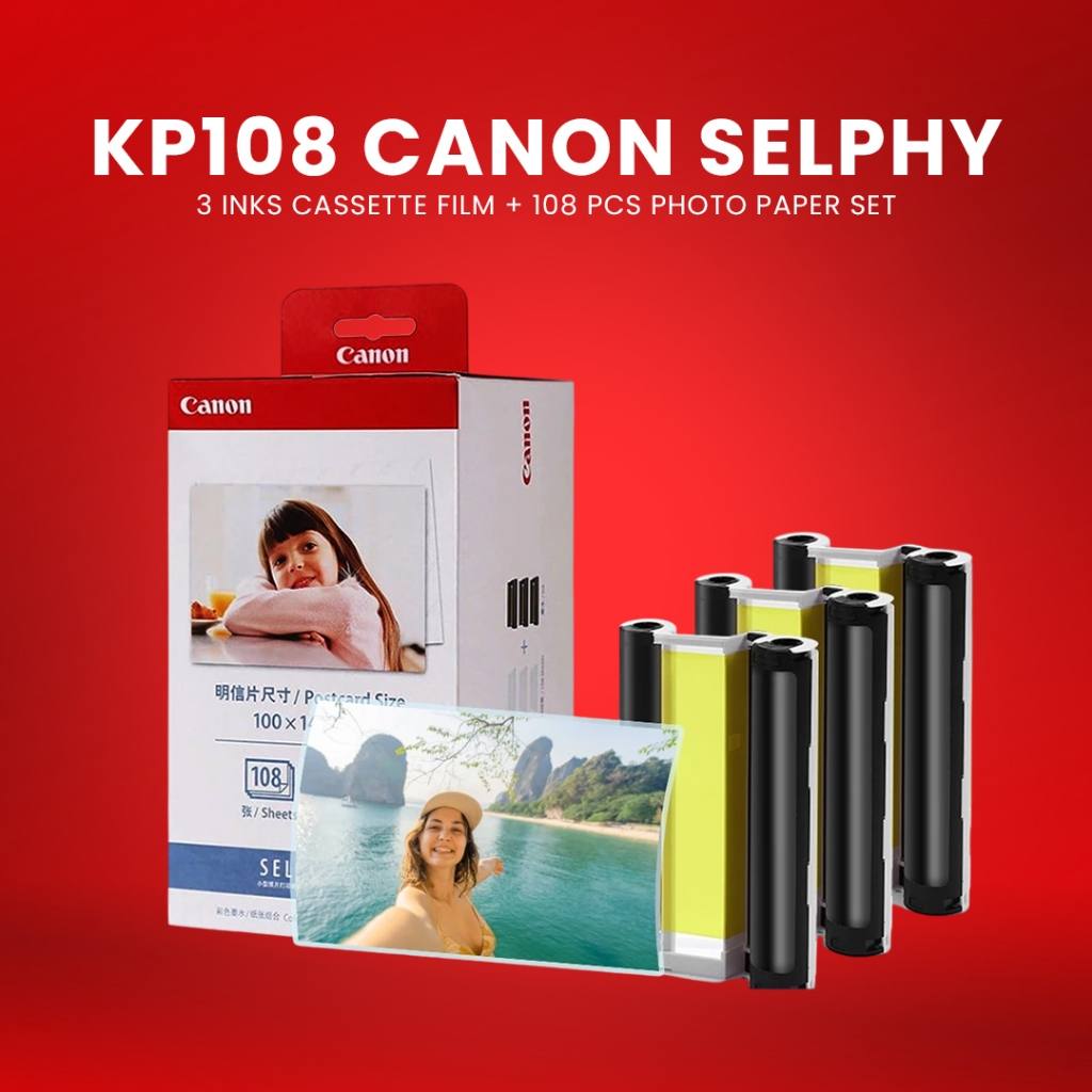KP108 Original Canon Selphy 3 Inks Cassette Film + 108pcs (4” x 6 ...